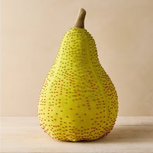 John Derian | Accents | 4x8 Beaded Pear Novelty Plush Pillow Green John ...